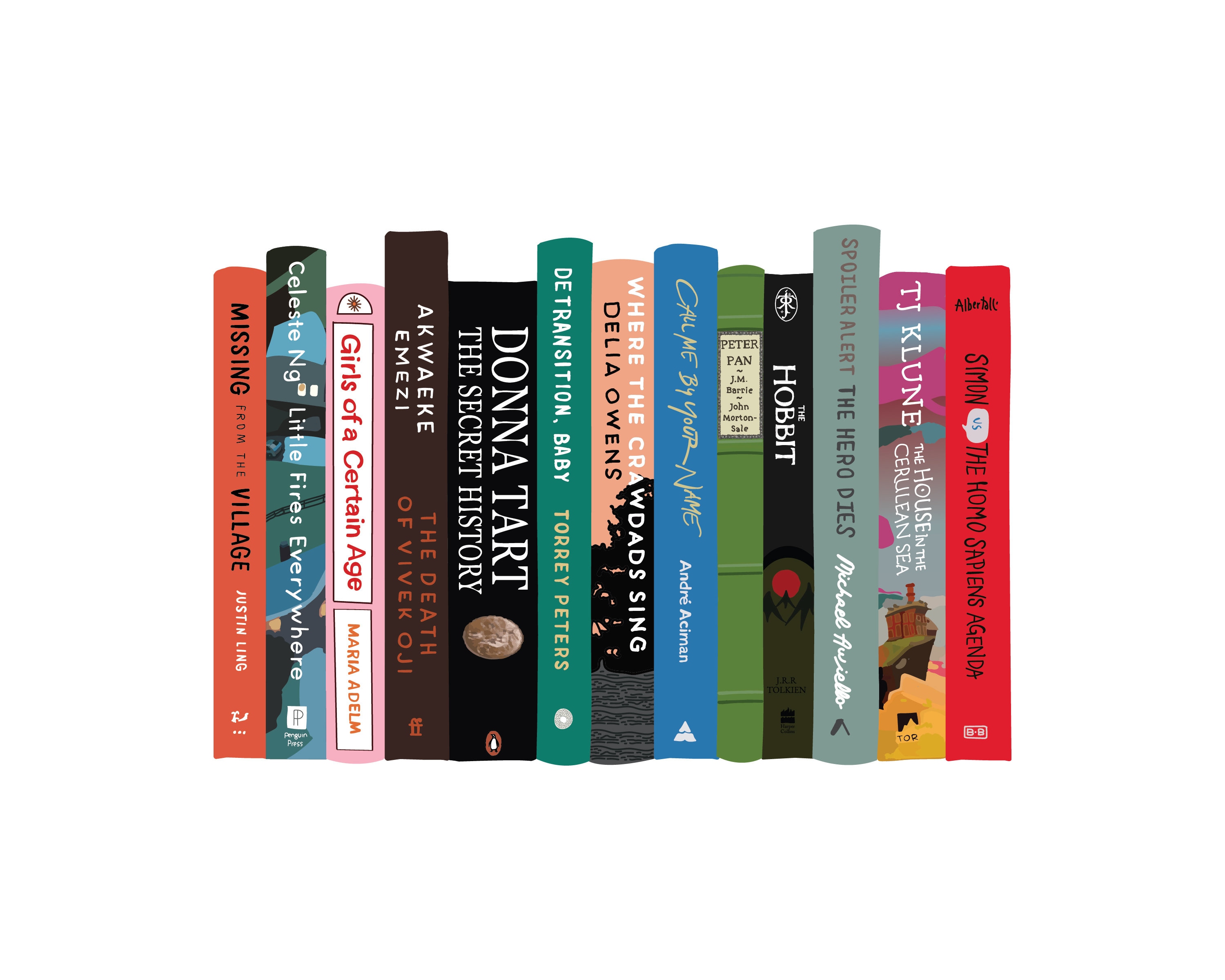 Book Spine Art , Custom Book Stack Book Lover , Librarian, Book Club or ...