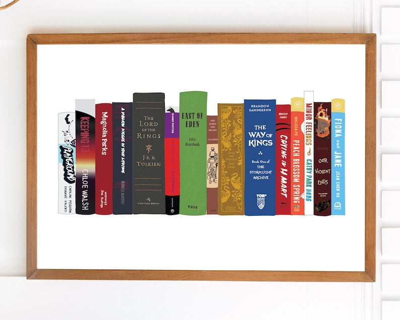 Book Spine Art , Custom Book Stack Book Lover , Librarian, Book Club or ...