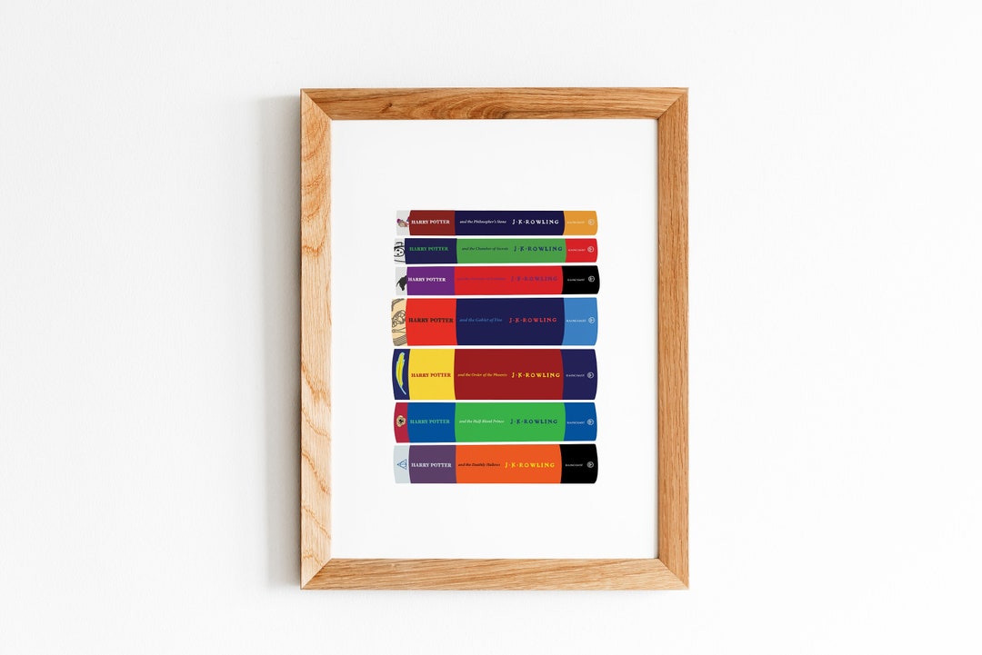 Wizard Book Stack Art Print: Book Spine Decor - Etsy