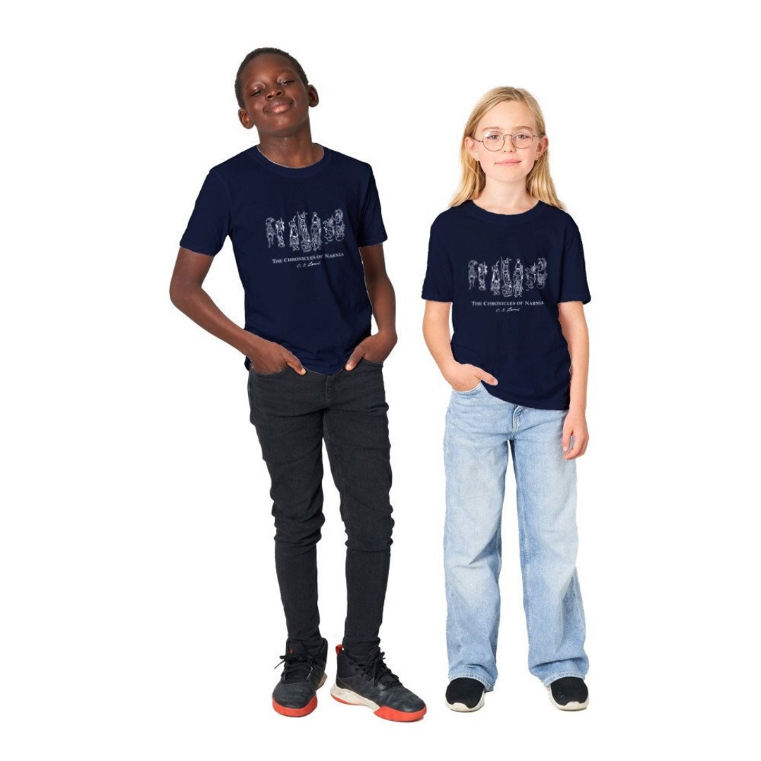 Narnia Characters Illustration T Shirt , Classic Kids Crewneck T-shirt ...