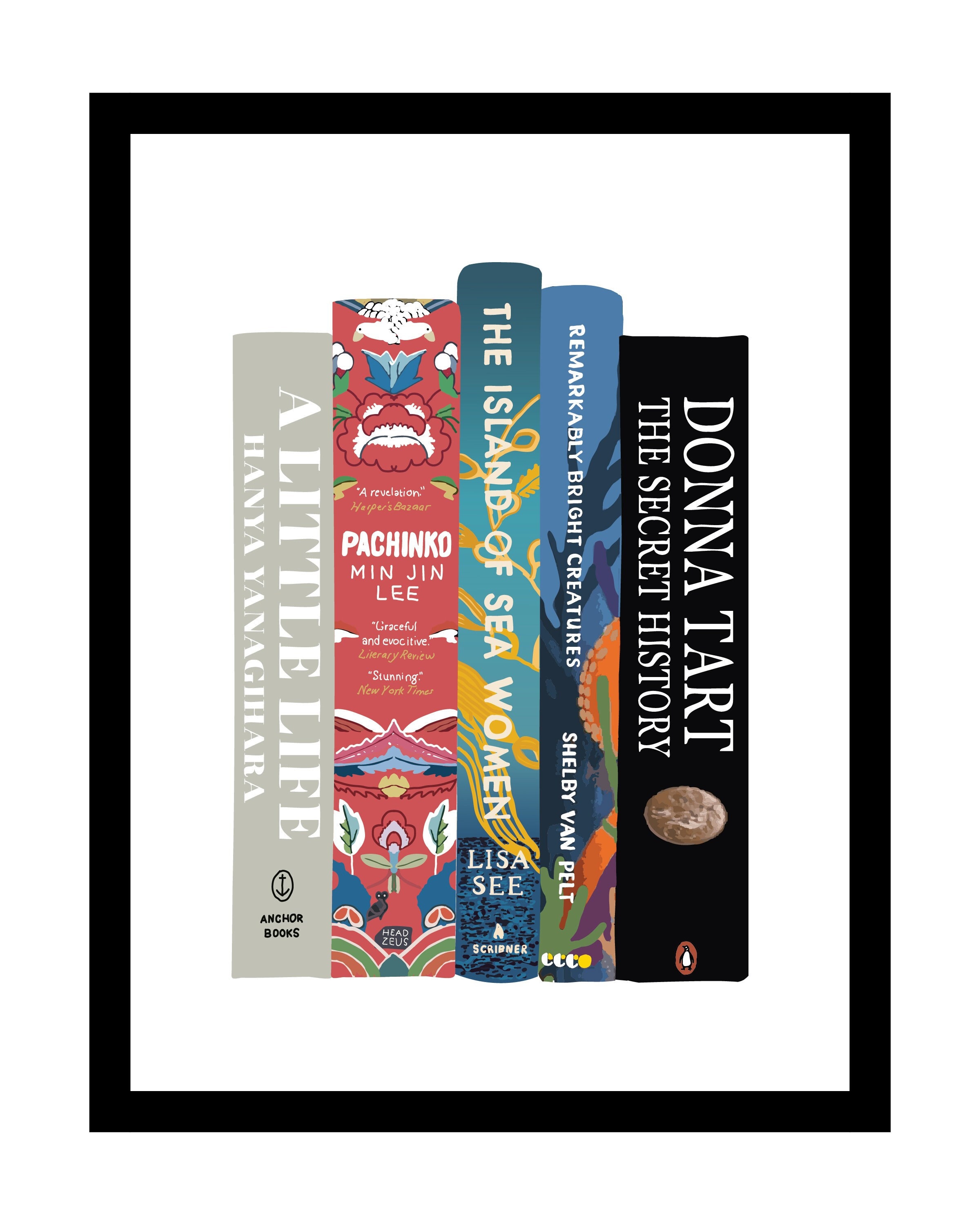 Book Spine Art , Custom Book Stack Book Lover , Librarian, Book Club or English Teacher Gift ...