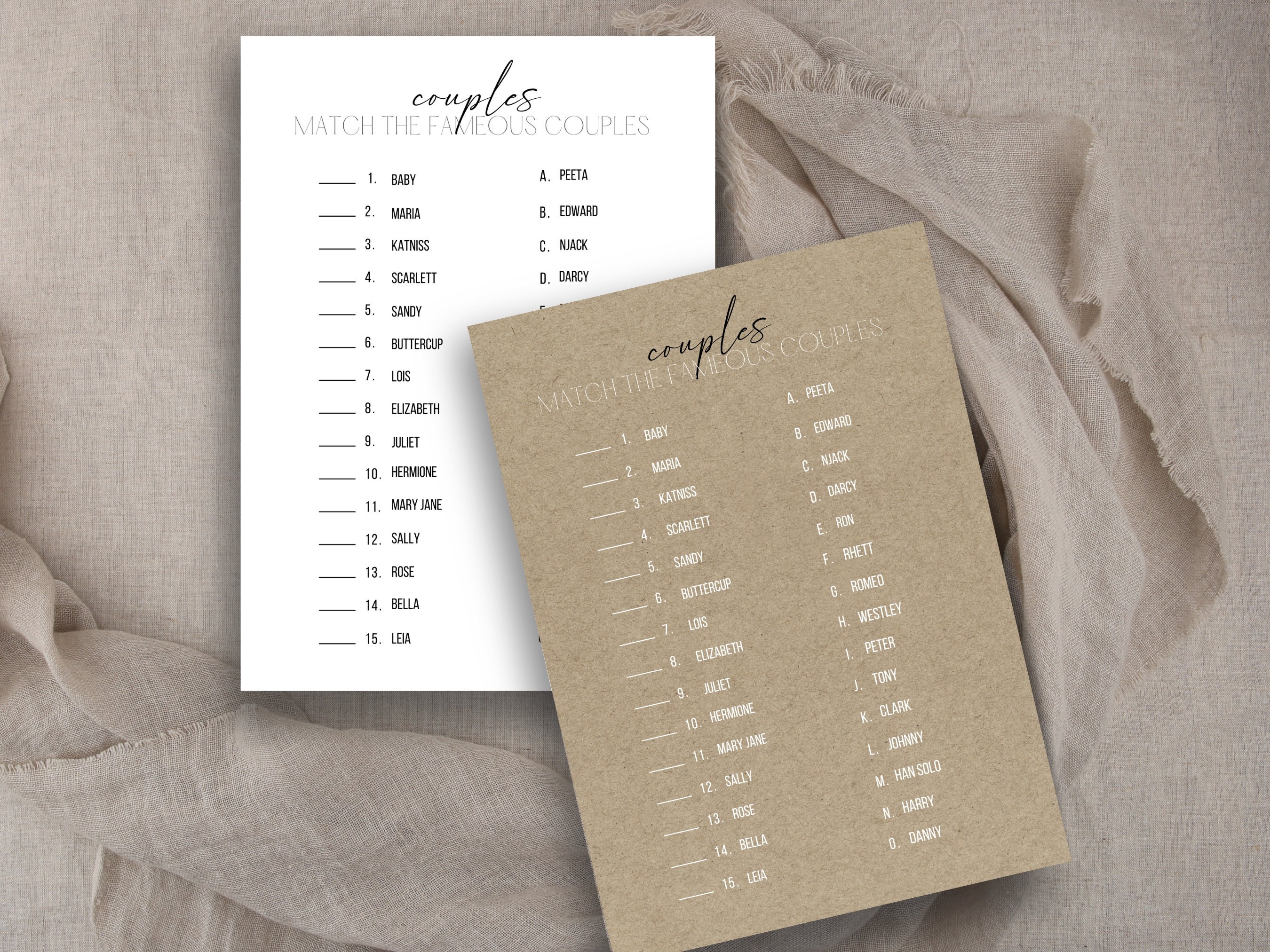 Famous Couples Match Game: Bridal Shower Reception Activity (canva ...