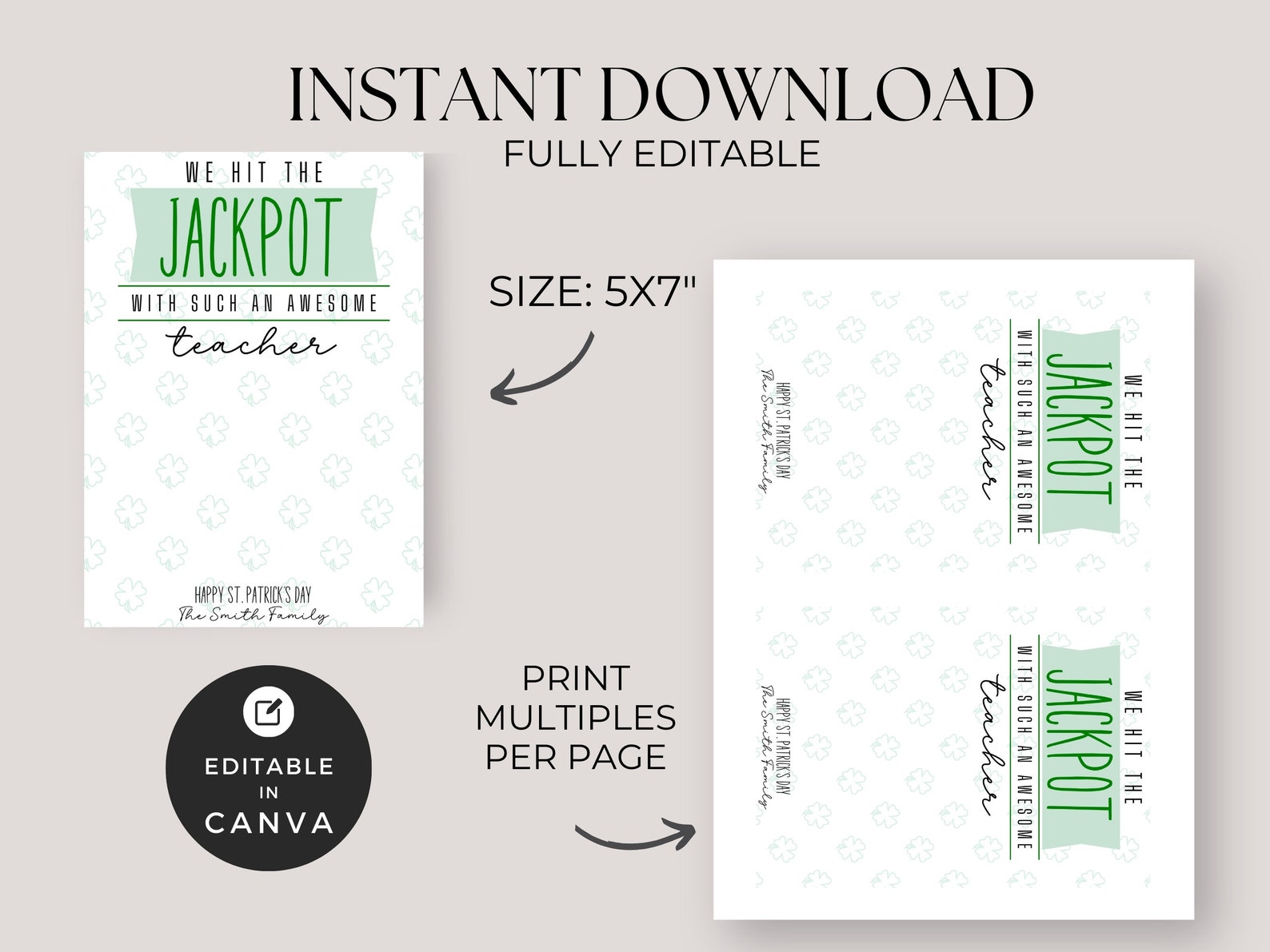 Lotto Teacher Appreciation Printable, DIY Editable Template ...