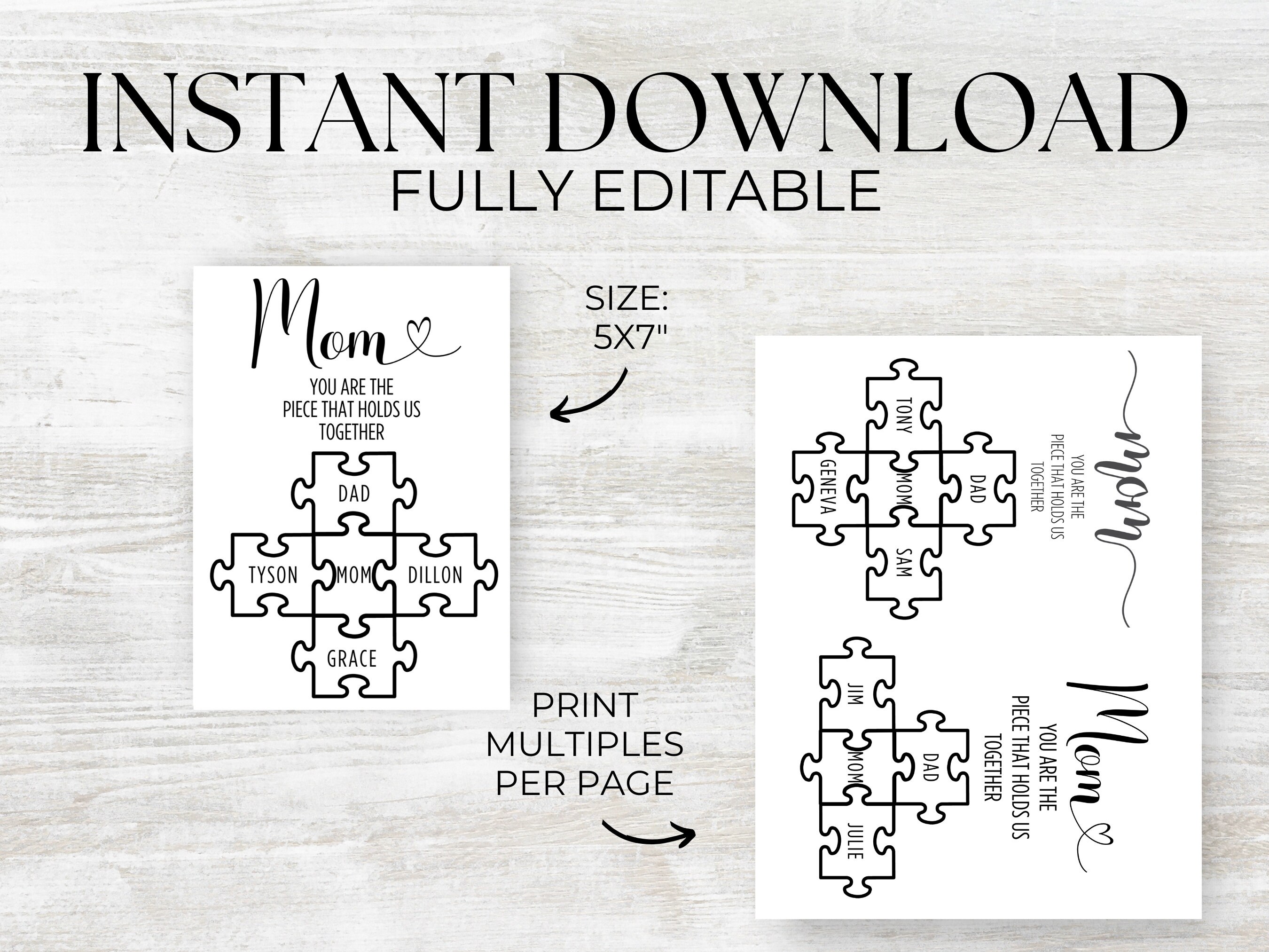 Mothers Day Puzzle Printable Template | Custom Mom Sign | You Are the ...