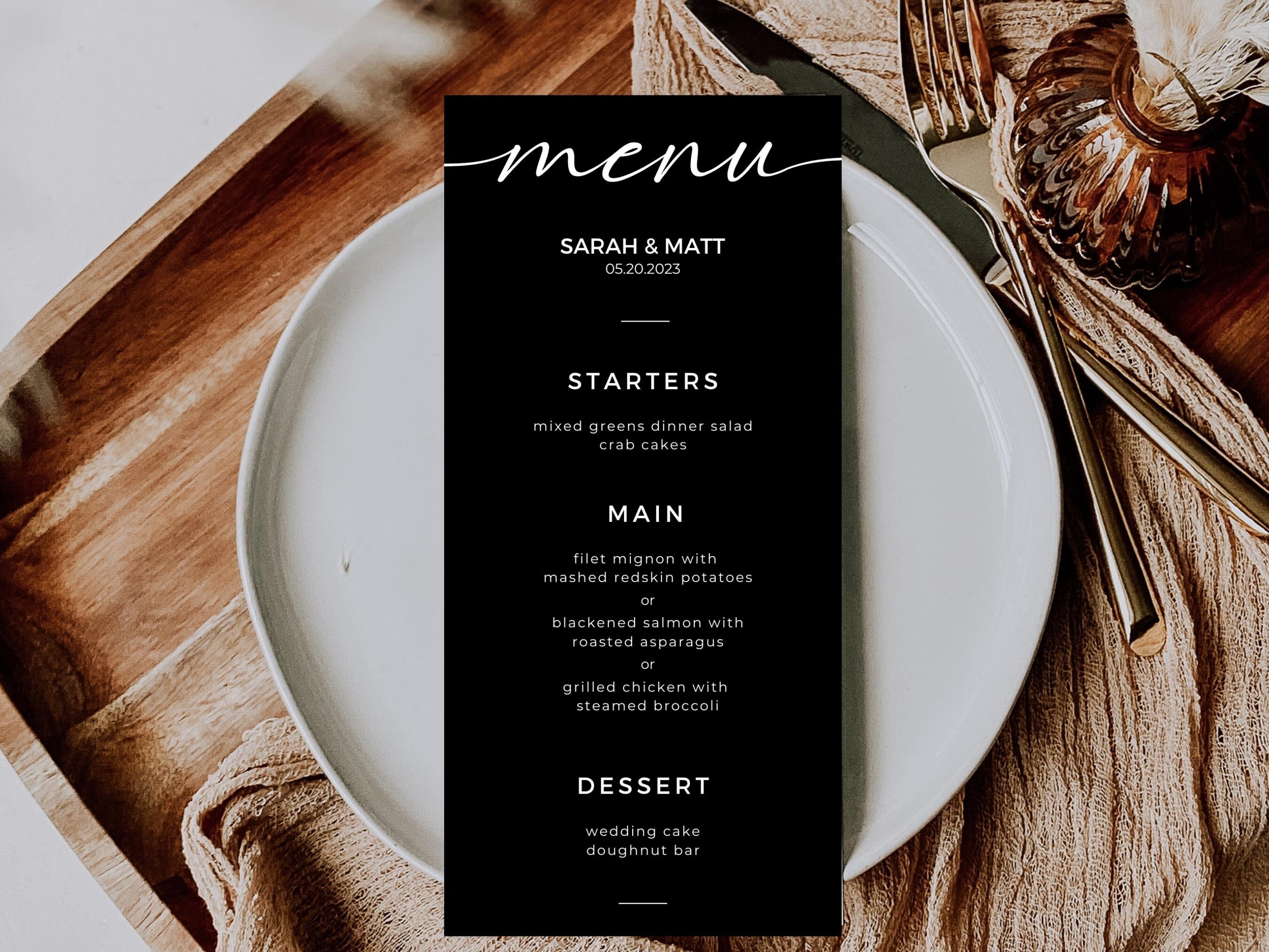 Elegant Script Wedding Menu Canva Template: Modern Printable (DIY ...