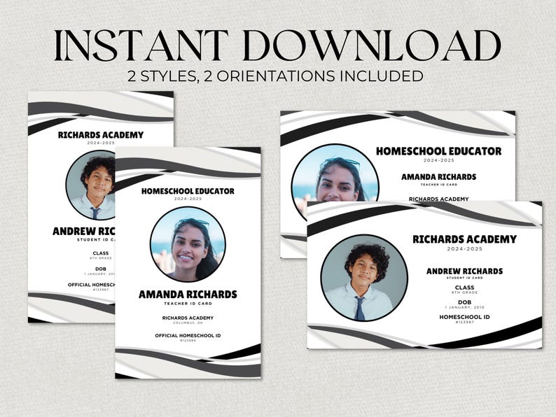 Editable Homeschool ID Card, Printable Teacher ID Card, Customizable ...