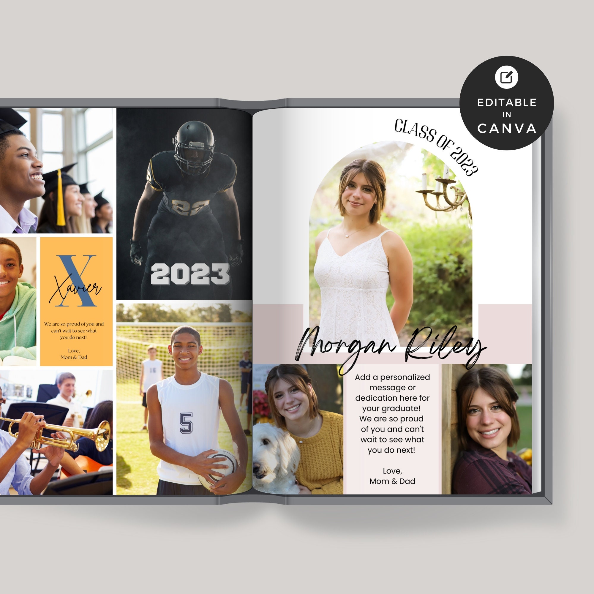 Senior Ad Yearbook Template Canva, Boho High School Graduation Tribute ...