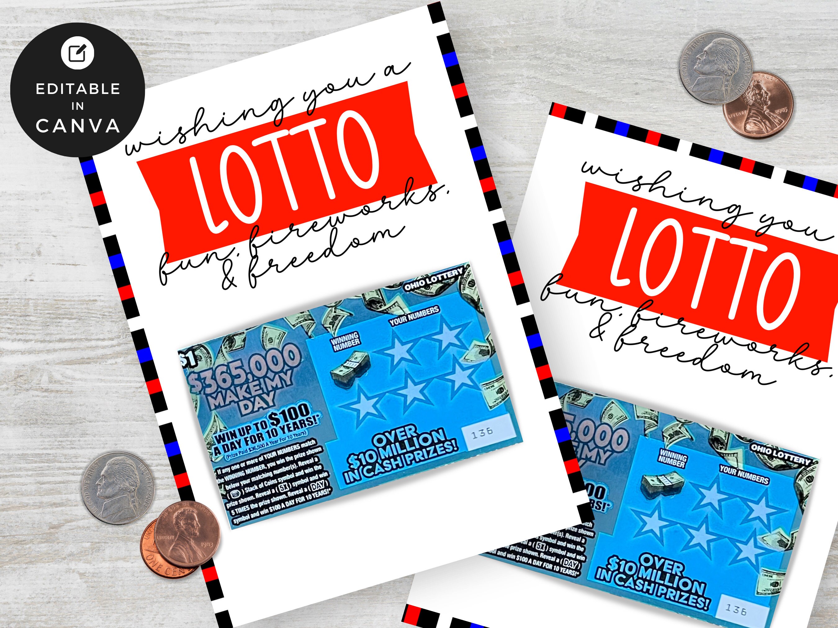 Lottery Scratch off Editable Template 4th of July Lotto Thanks A Lotto ...