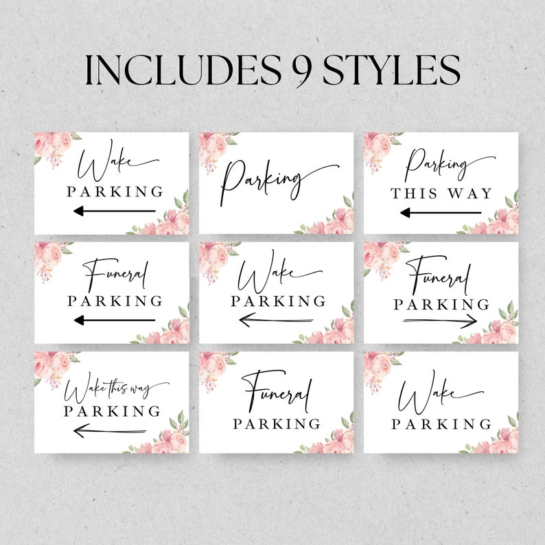 Funeral Parking Sign Canva Template: Pink Floral Memorial Decor ...