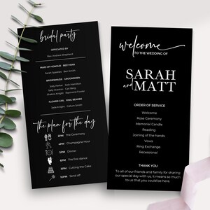 Minimalist Wedding Program Canva Template, Slim Order of Service, 4x8 ...