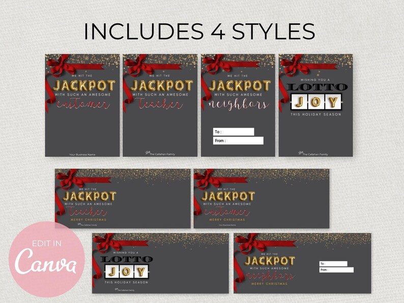 Printable Christmas Lottery Card Holder Canva Template, Editable ...