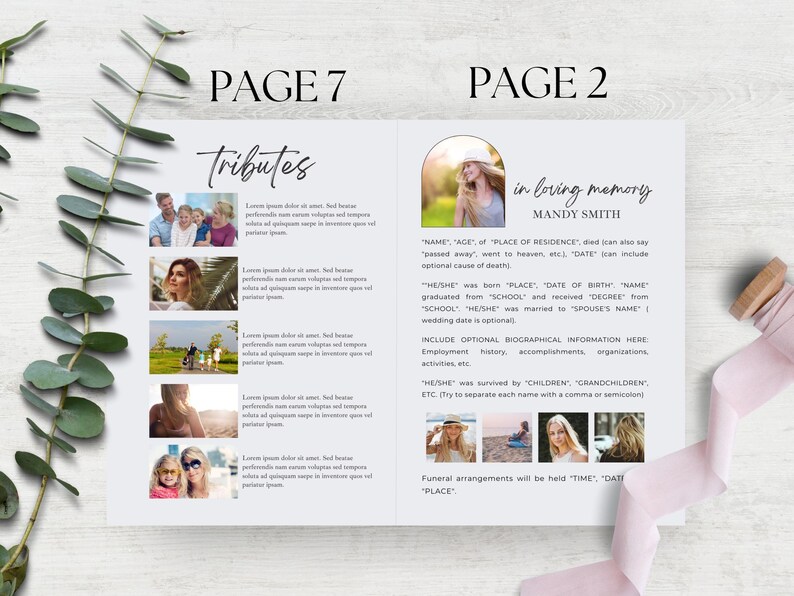 Canva Funeral Program Template 8 Page Editable Bi-fold Photo - Etsy Canada