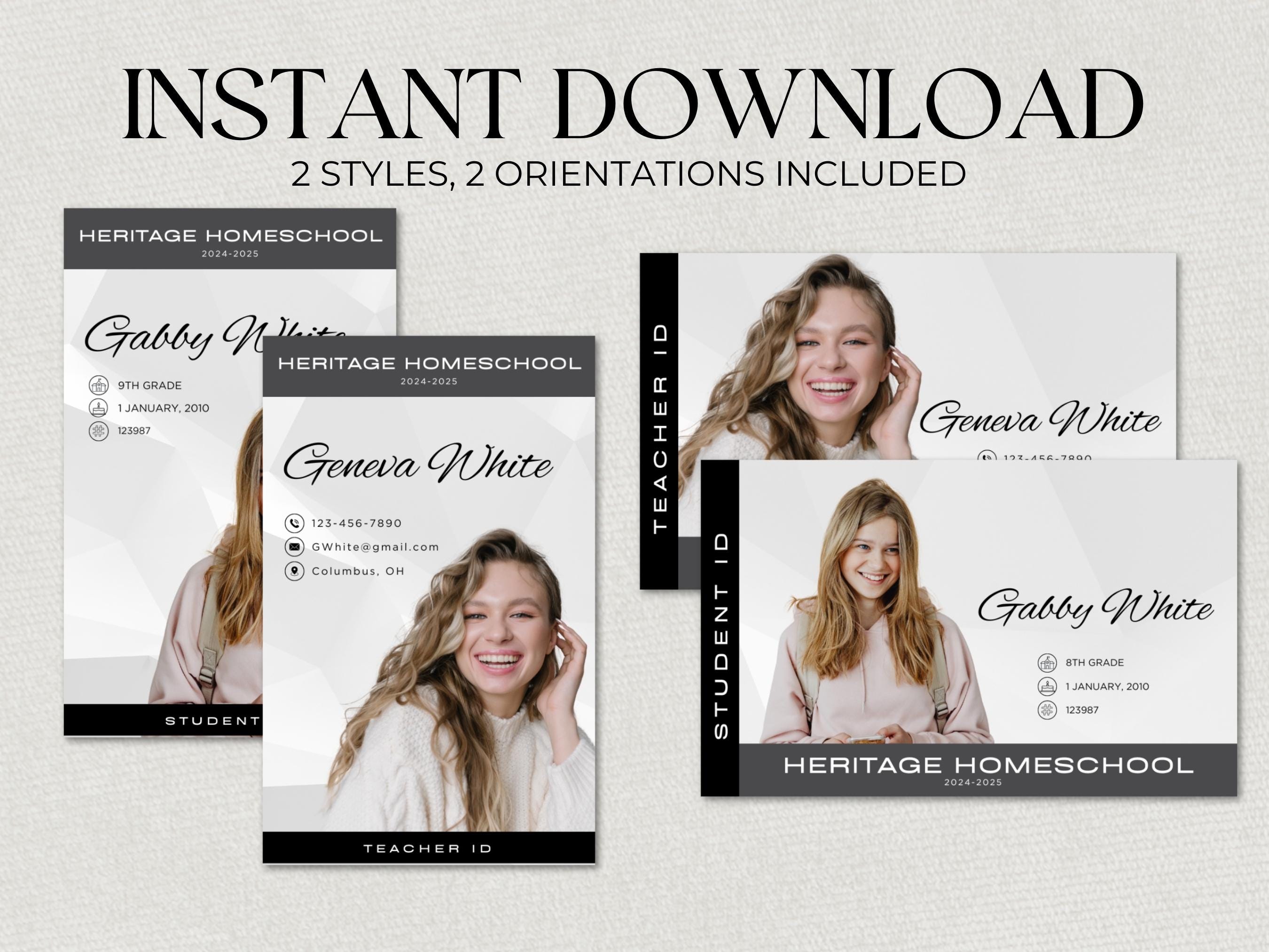 Editable Homeschool ID Card, Printable Teacher ID Card, Customizable ...