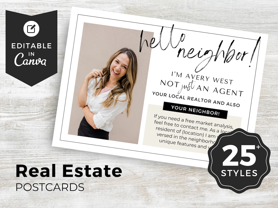 Real Estate Hello Neighbor Postcards Real Estate Farming - Etsy