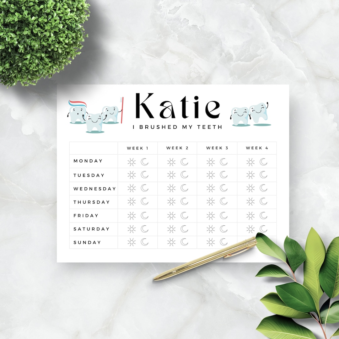 Children's Teeth Brushing Chart: Weekly Routine Printable (canva ...