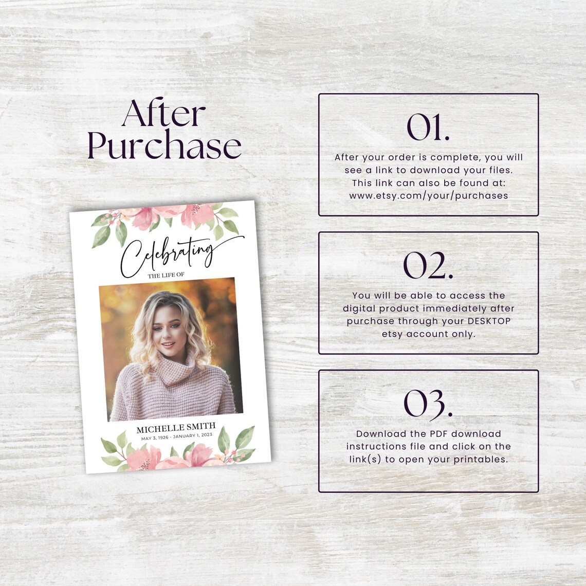 Funeral Photo Collage Poster Template Set, Celebration of Life, Easel ...