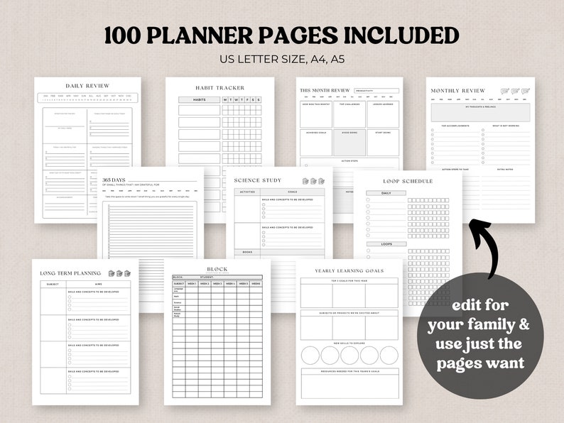 Homeschool Planner Canva, Printable Home School Mom Binder, Pdf ...