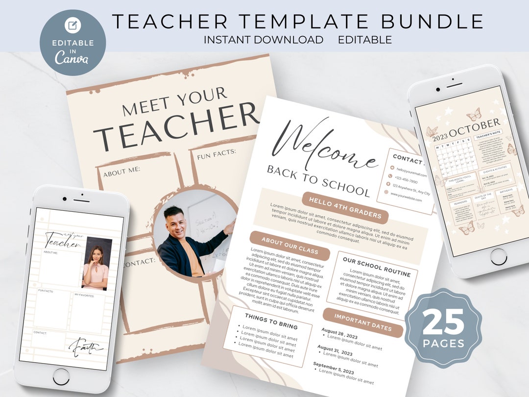 Classroom Templates Canva Newsletter Pdfs Meet the Teacher - Etsy