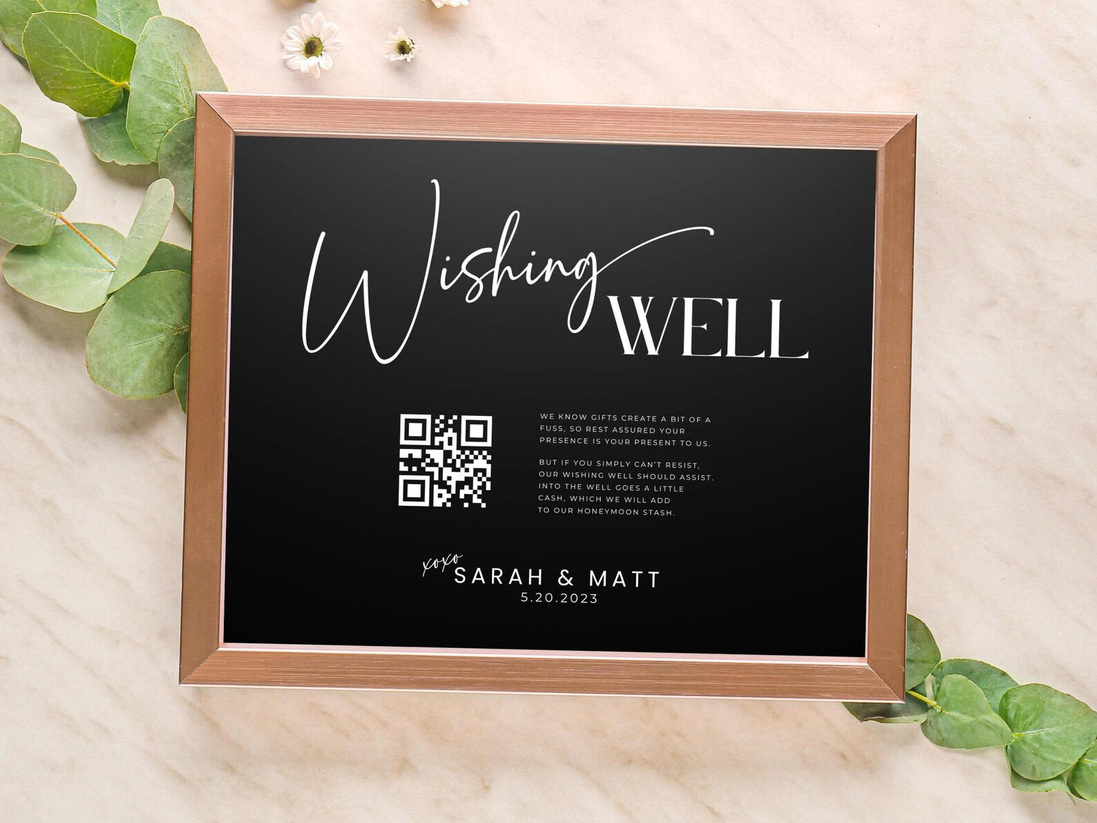 Simple Wishing Well Canva Template, Clean Wedding QR Code Sign ...