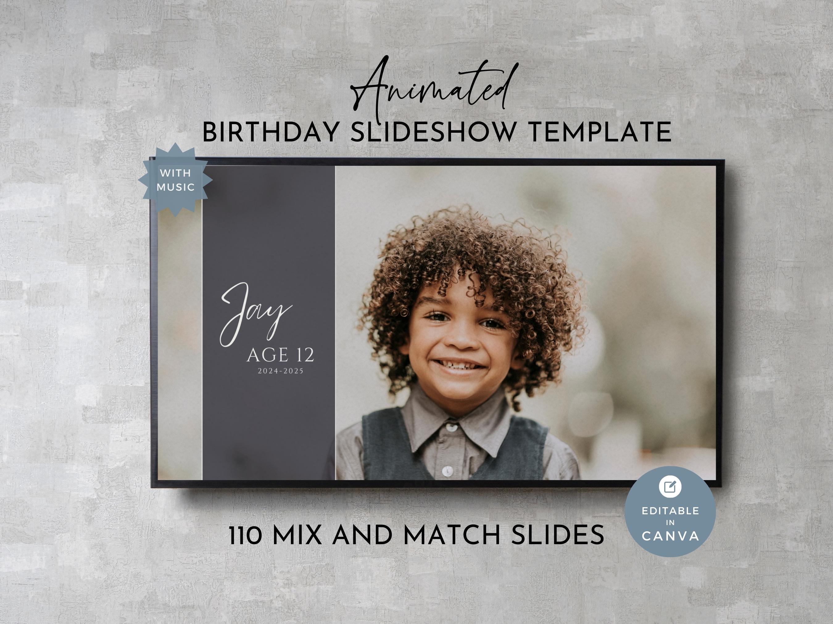 Animated Birthday Slideshow Template: Customizable Canva Video (digital ...