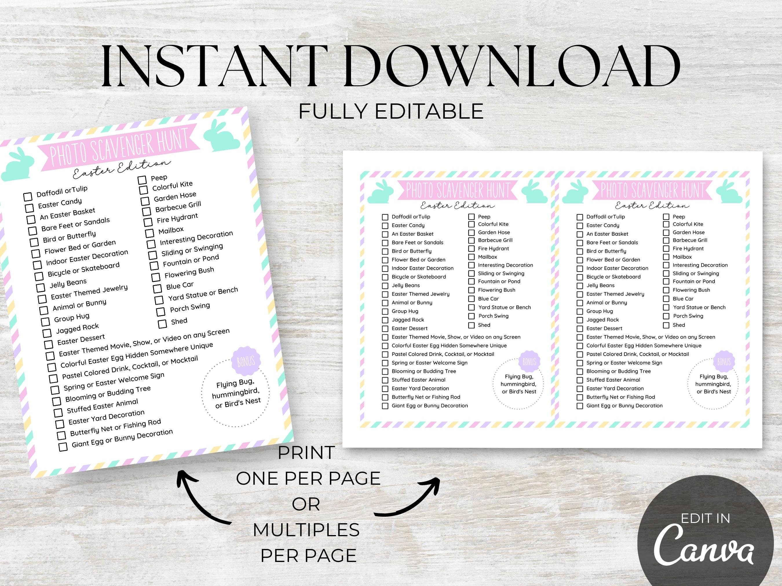 Editable Easter Scavenger Hunt Clues: Photo & Traditional (canva ...