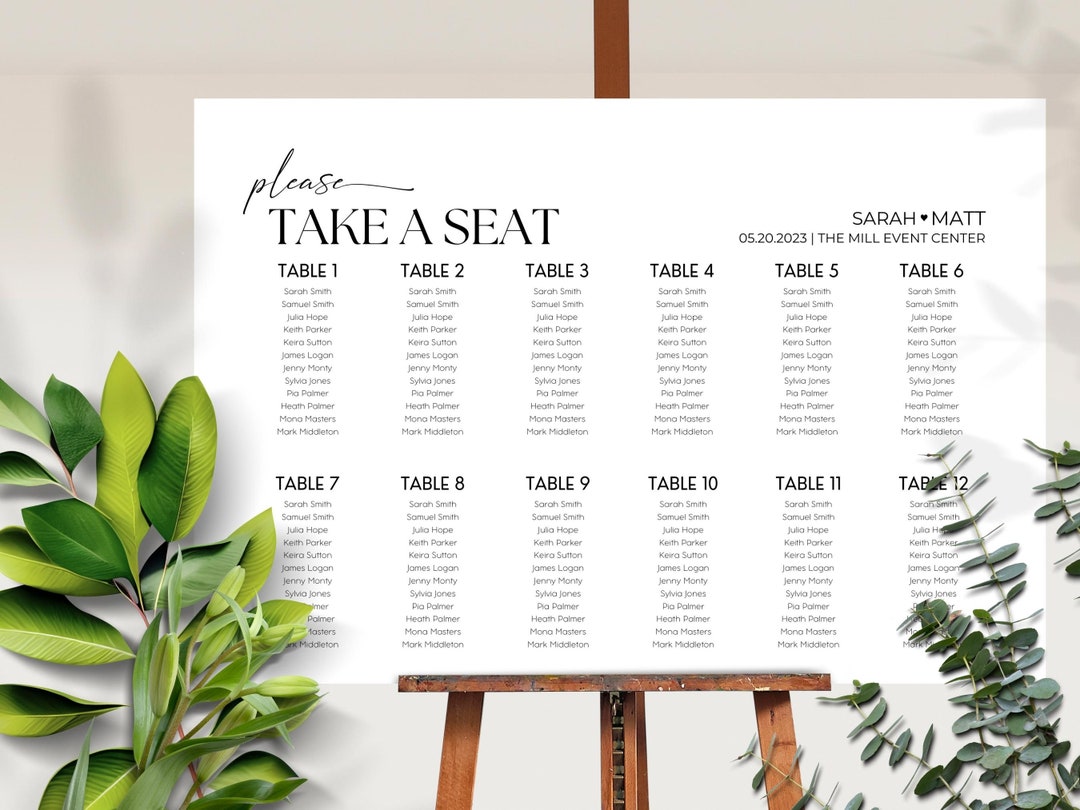 Traditional Wedding Seating Plan | Canva Template Seating Chart ...