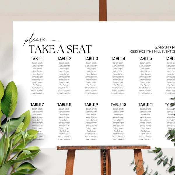 Wedding Seating Chart Sign | Canva Table Seating Chart Template - Etsy UK