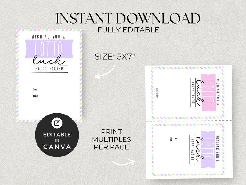 Lottery Scratch off Gift DIY Editable Template Lottery Ticket Holder ...