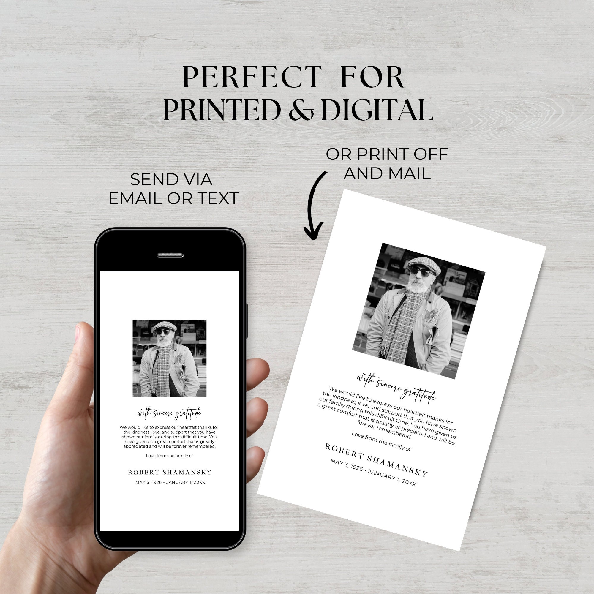 Funeral Thank You Cards With Photo: Memorial Acknowledgment (canva ...