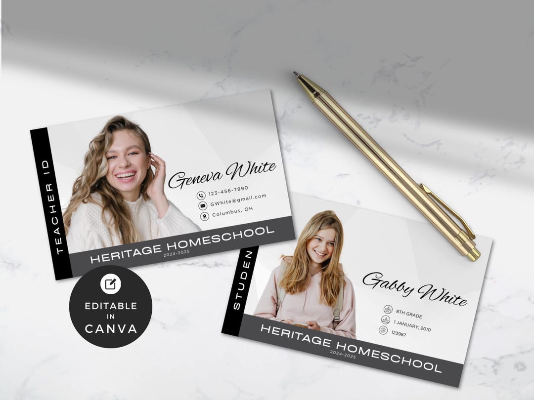 Editable Homeschool ID Card, Printable Teacher ID Card, Customizable ...