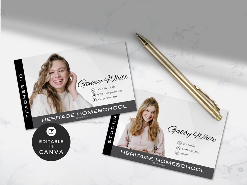 Editable Homeschool ID Card, Printable Teacher ID Card, Customizable ...