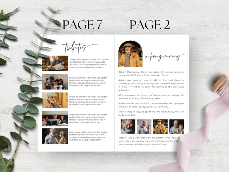 Canva Funeral Program Template 8 Page Editable Bi-fold - Etsy Canada