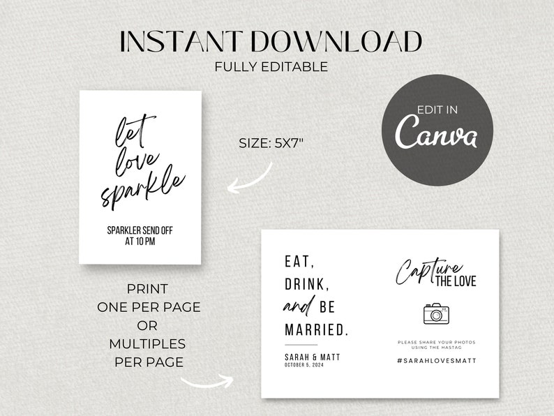 Wedding Reception Sign Bundle Canva Template Signs for Bridal - Etsy