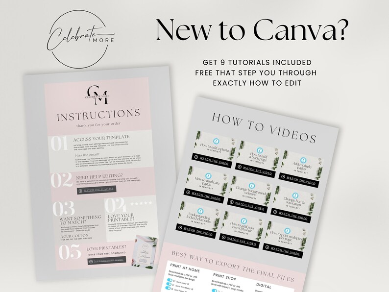 Canva Funeral Program Template 8 Page Editable Bi-fold Marble - Etsy