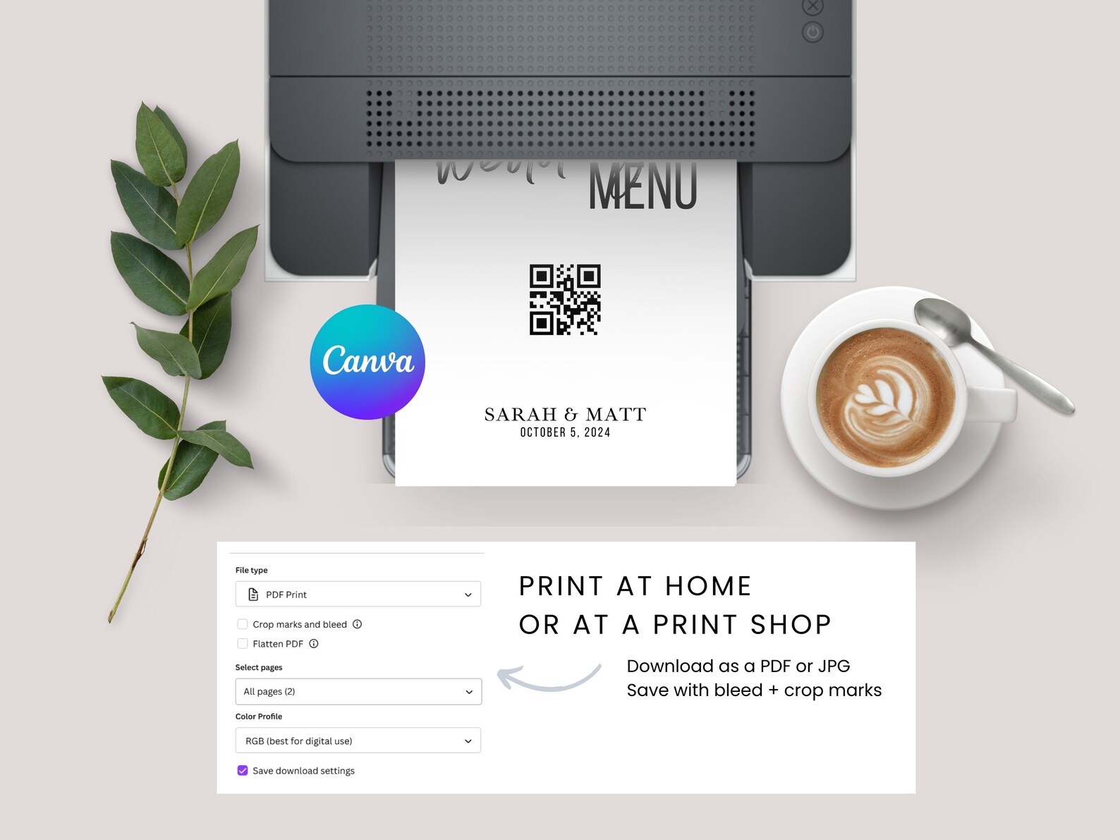 Modèle de signalisation de mariage pour Canva, signe de menu de mariage ...