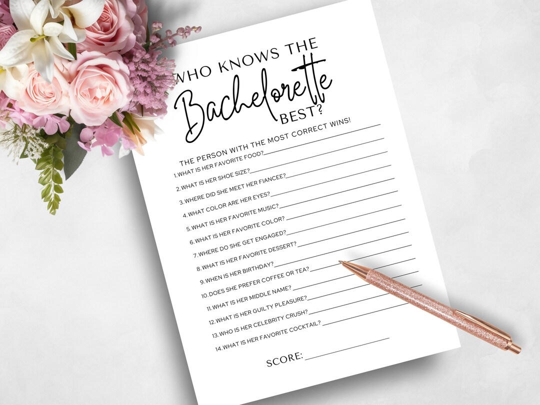 Clean Who Knows the Bachelorette Best Game, Editable Weekend Party Game ...
