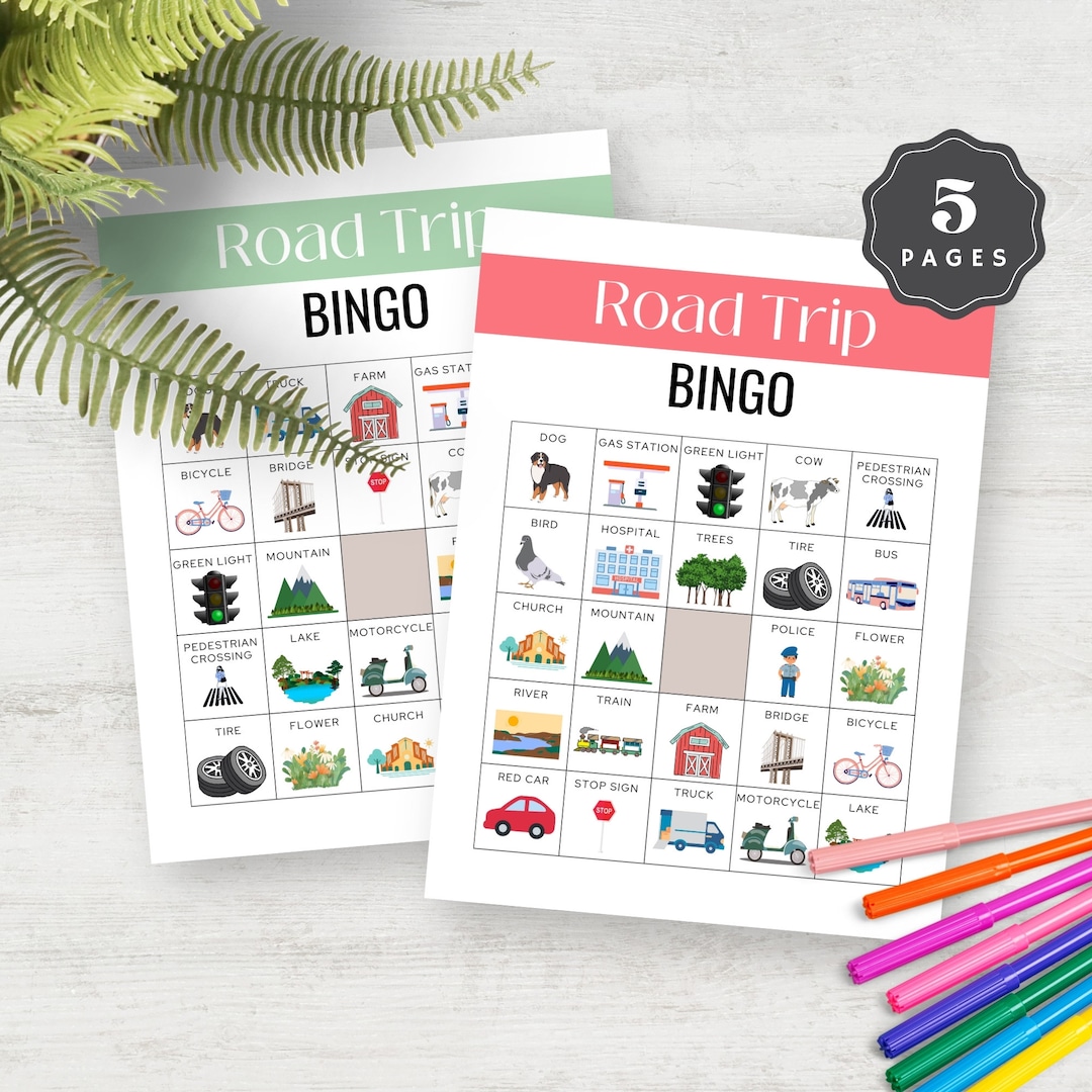 Road Trip Bingo, Family Travel Game, Instant Download Bingo Template ...