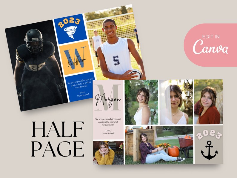 Yearbook Ad Half Page Canva Senior Ad Yearbook High School - Etsy
