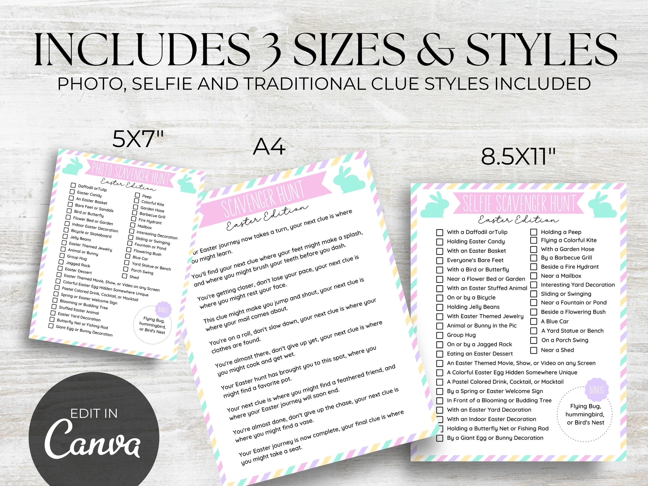 Editable Easter Scavenger Hunt Clues: Photo & Traditional (canva ...