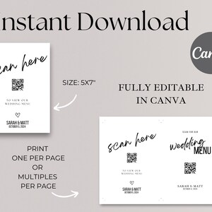 Modèle de signalisation de mariage pour Canva, signe de menu de mariage ...