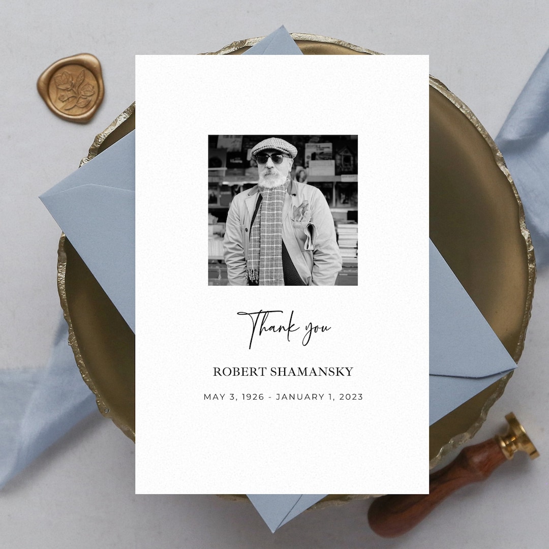 Funeral Thank You Cards With Photo: Memorial Acknowledgment (canva ...