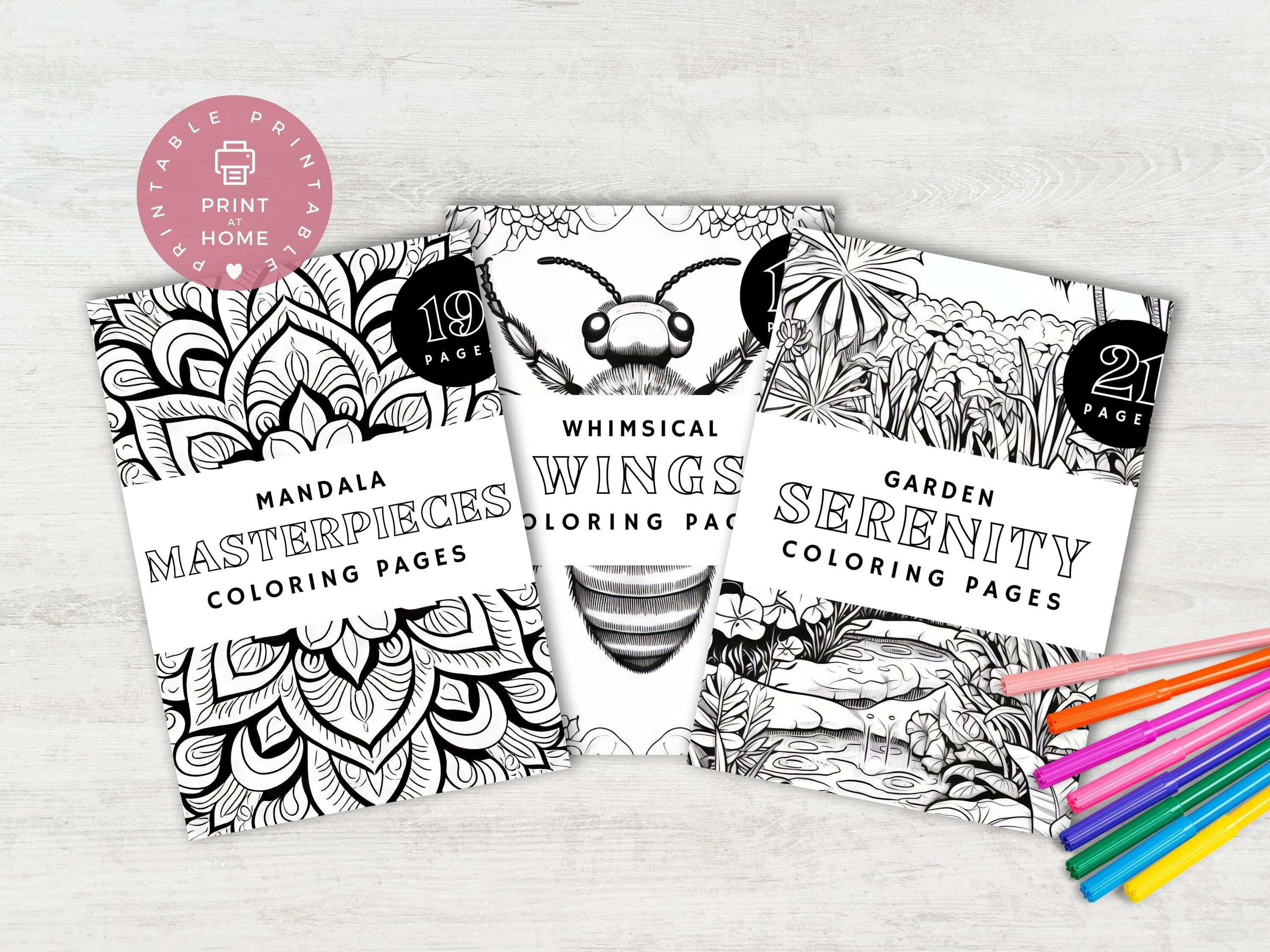 Printable Coloring Pages Bundle Digital Download Adult & - Etsy