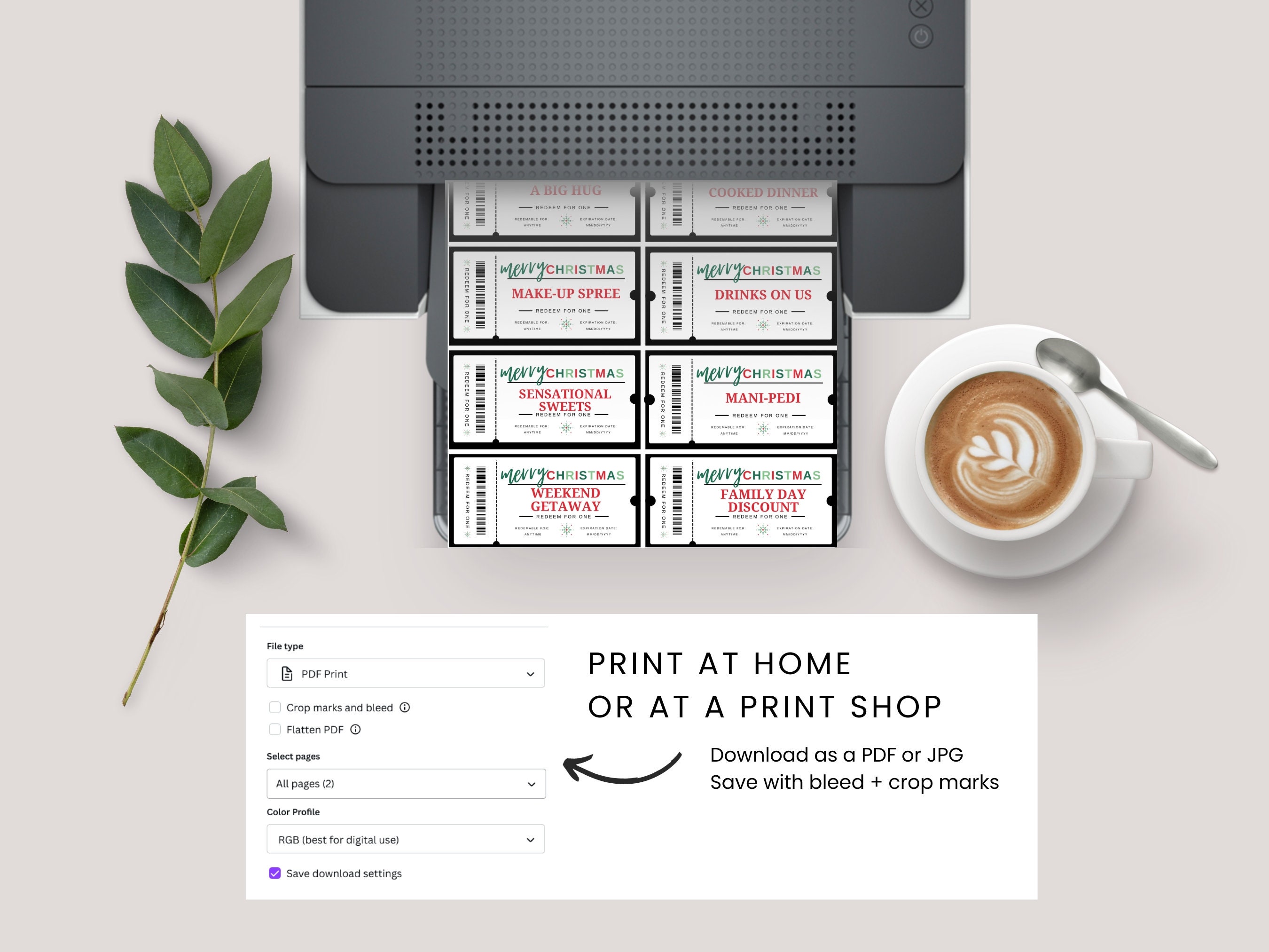 Printable Christmas Coupon Book Template, Editable Tickets for ...