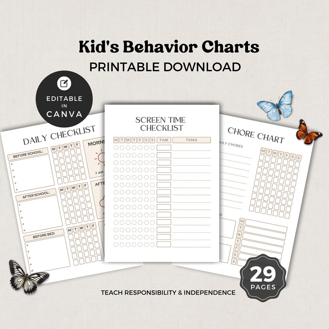 Editable Behavior Chart Template | Kids Summer Schedule | Daily ...