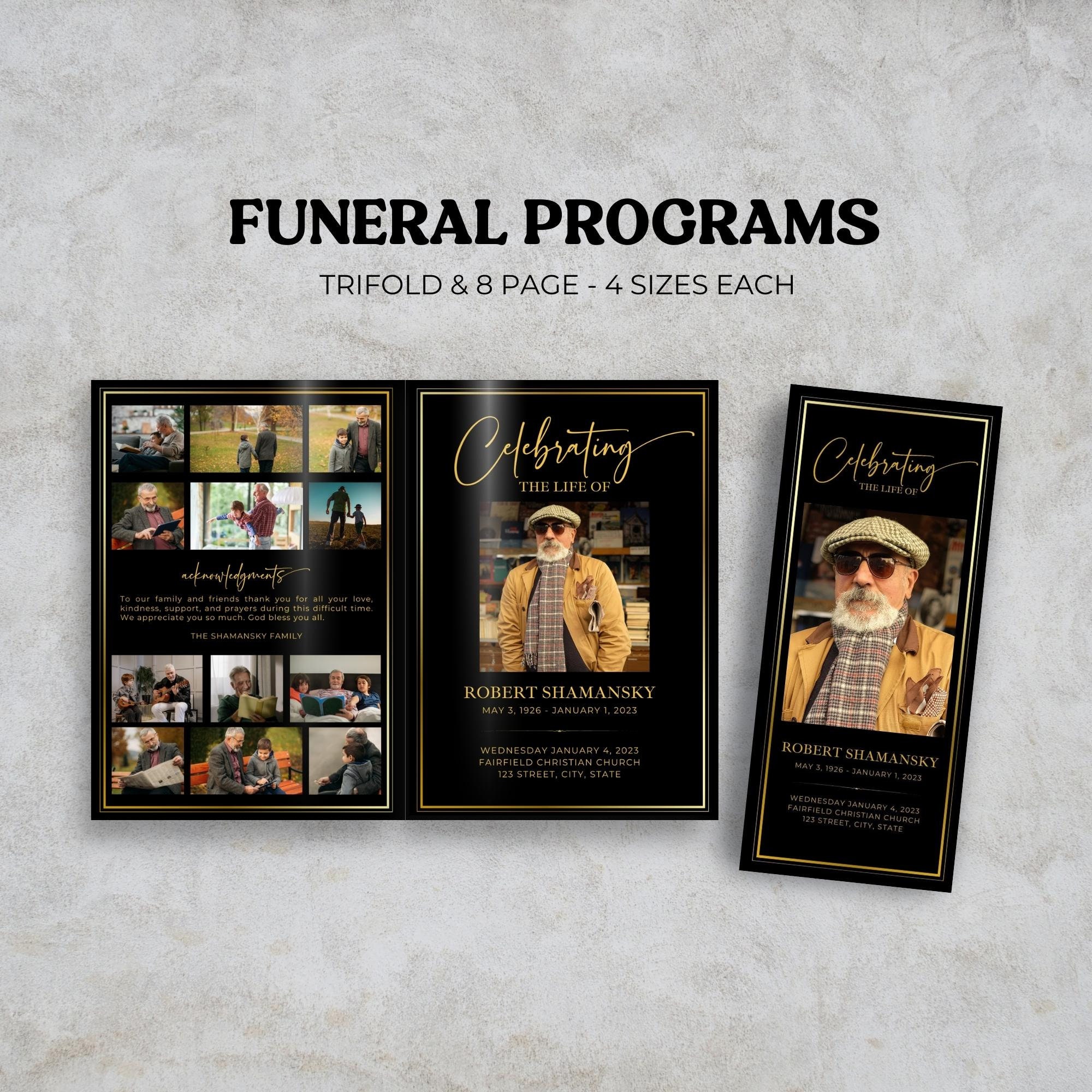 In Loving Memory Suite, Black & Gold Memorial Package, Funeral ...