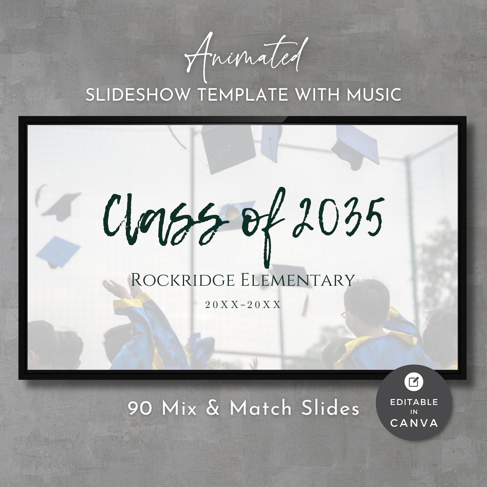 Canva Slideshow Template for Graduation, Elementary School End of Year ...