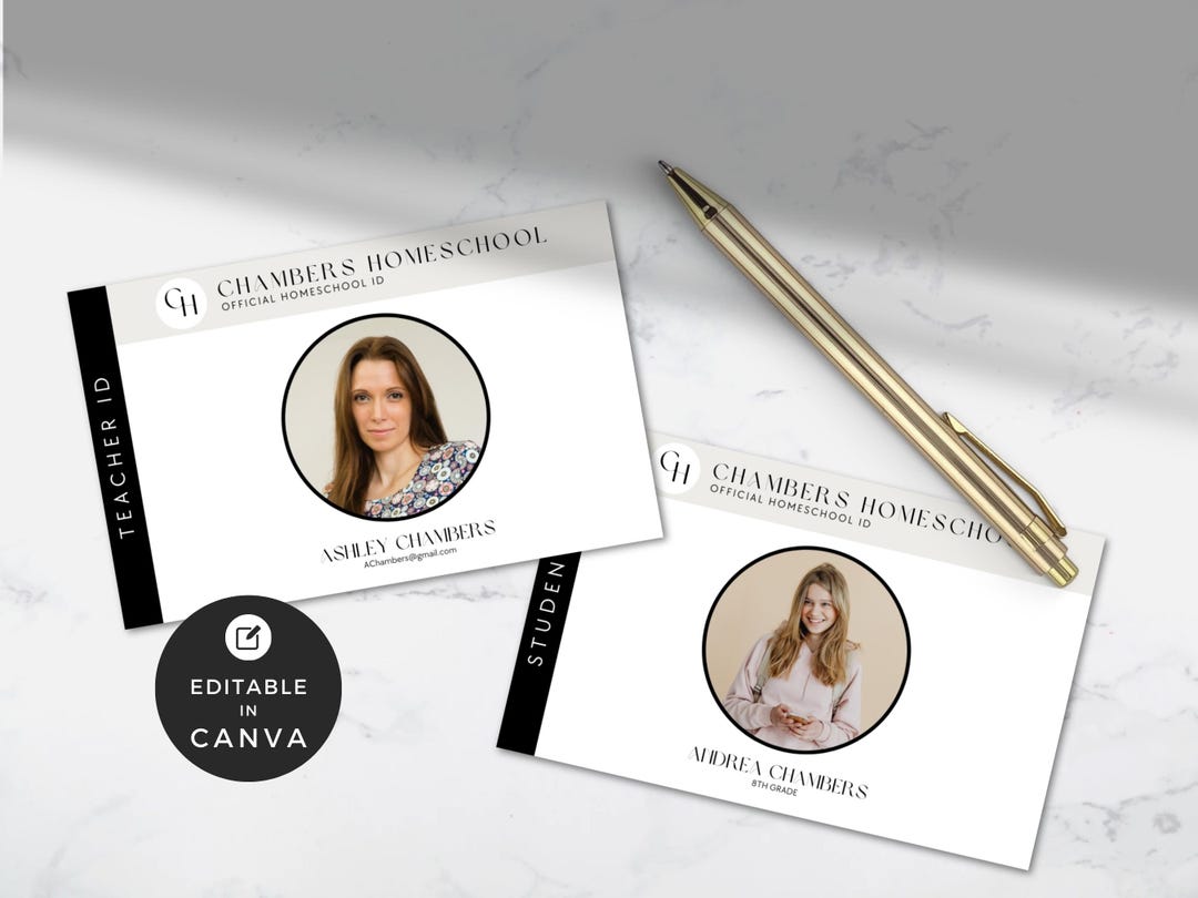 Editable Homeschool ID Card, Printable Teacher ID Card, Customizable ...