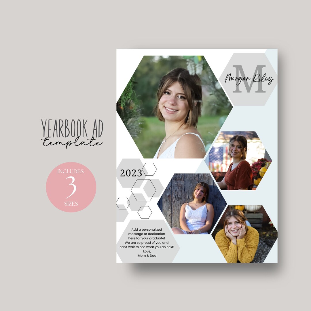 Hexagon Senior Yearbook Ad Template: High School Graduation (canva ...