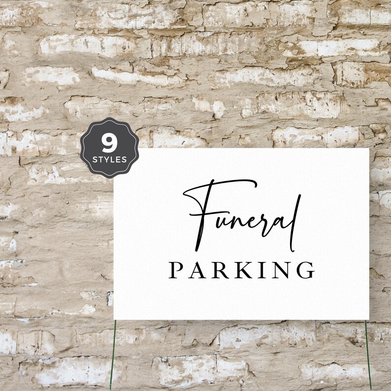 Funeral Parking Sign Canva Template: Minimalist Memorial Decor (digital ...