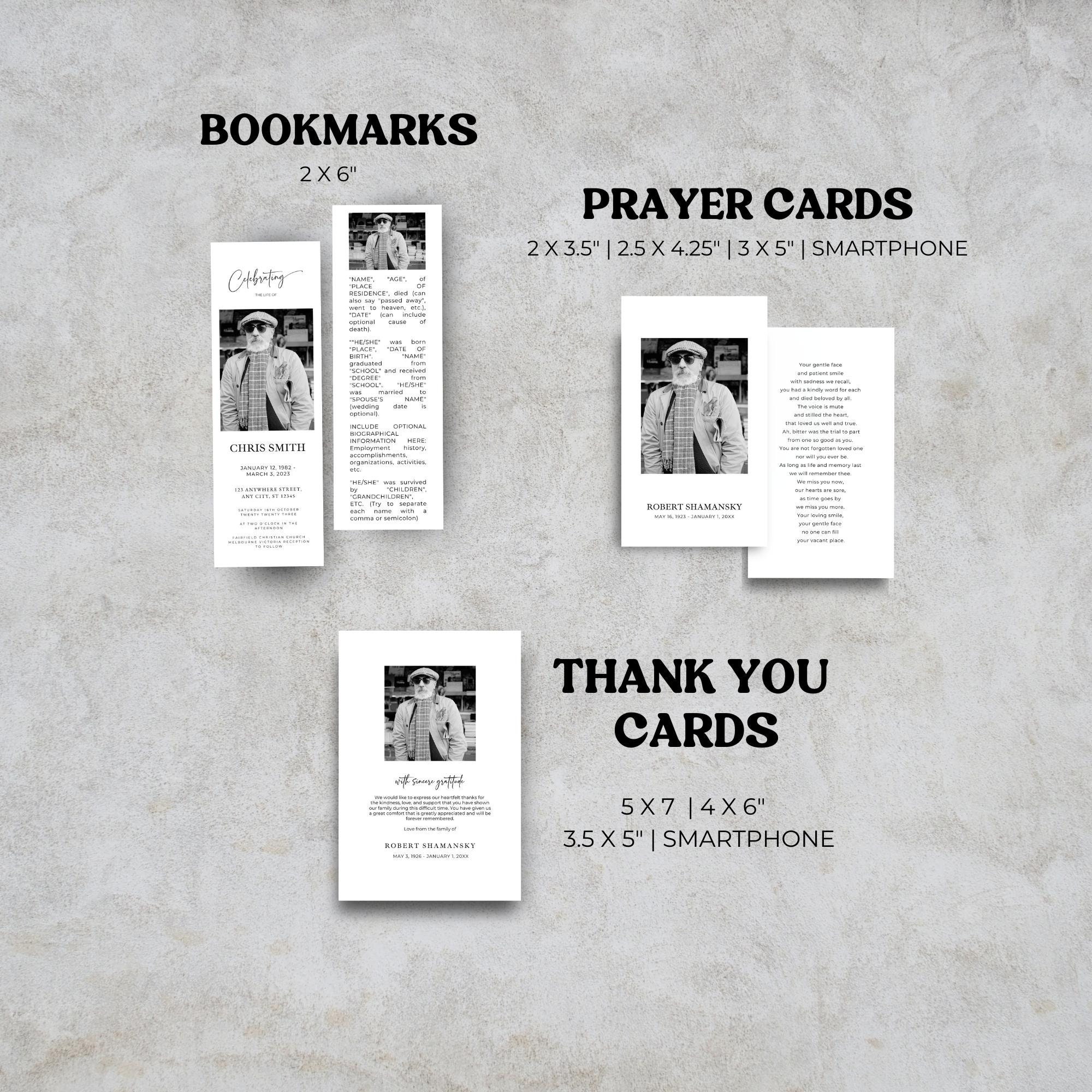 Simple Minimal in Loving Memory Funeral Bundle, Memorial Stationery Set ...